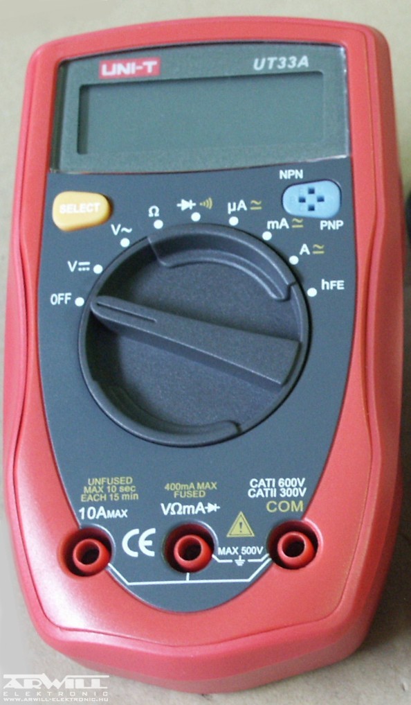 UT33A, multiméter - Árwill Elektronic