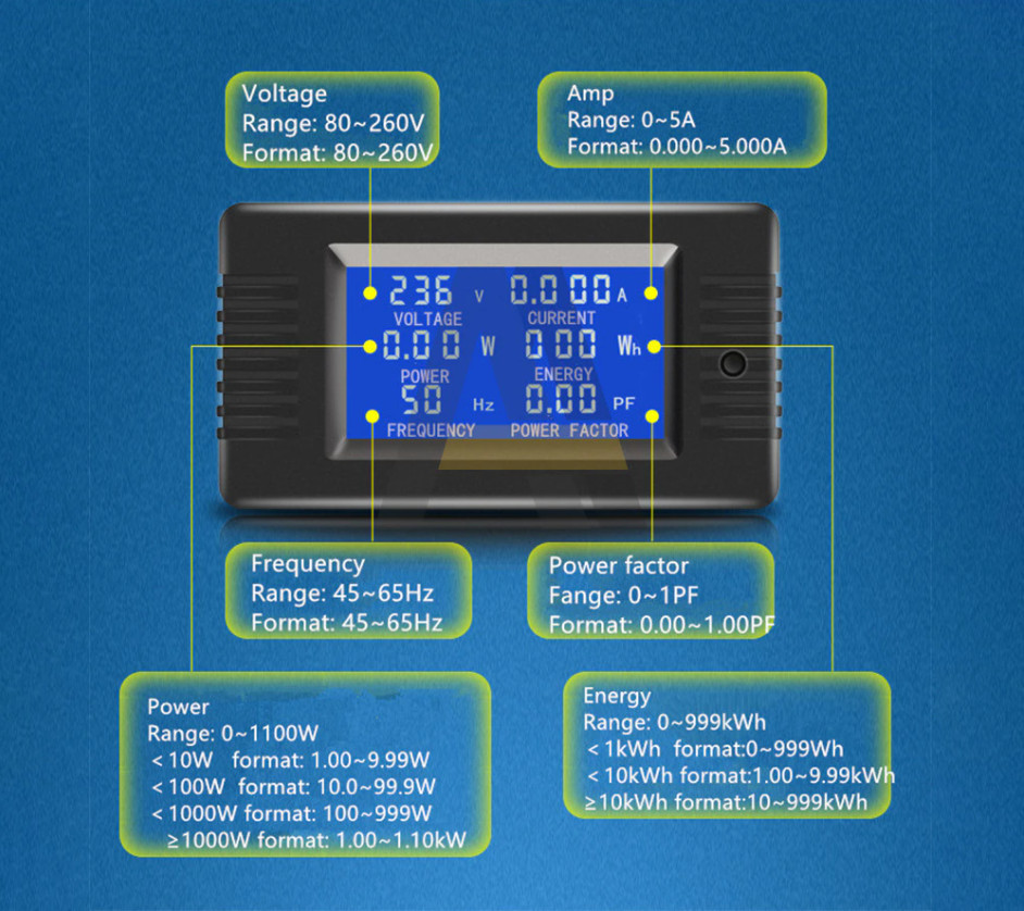 80-260V, 0-10A AC, LCD alapműszer - Árwill Elektronic